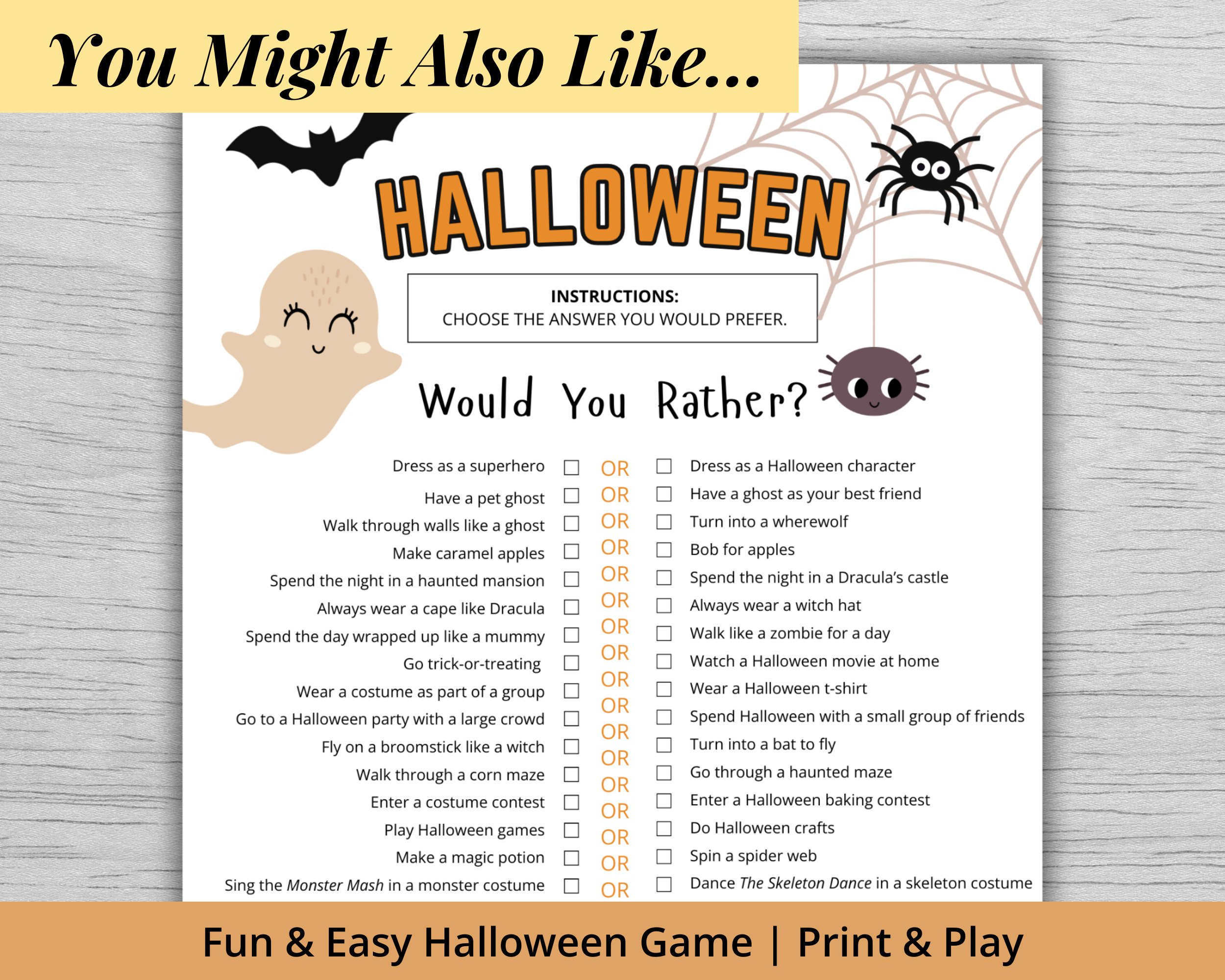 Halloween Think Fast Game | Printable Halloween Activity | Halloween ...