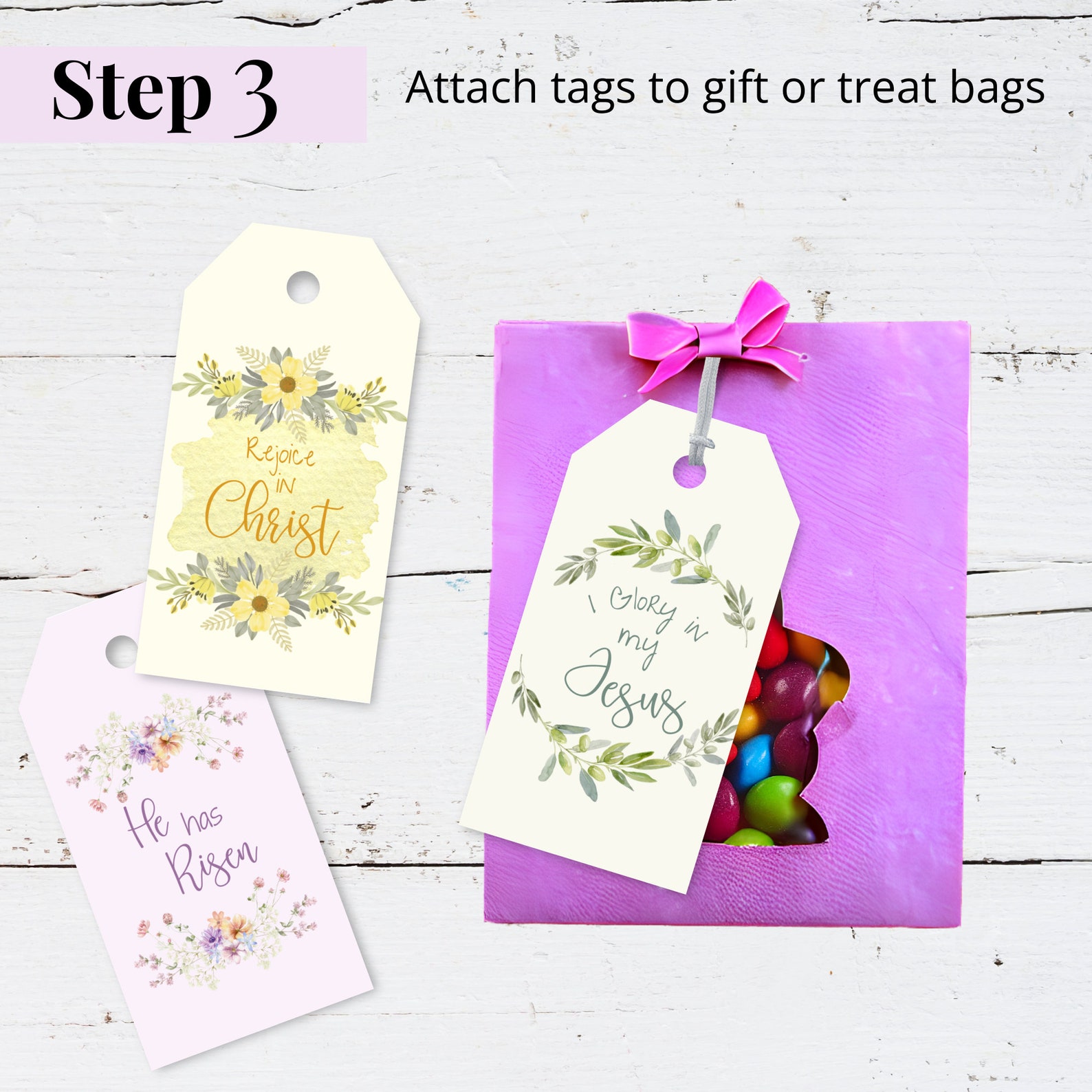 Christ Centered Easter Tags, Printable Tag, He Has Risen, Rejoice in ...