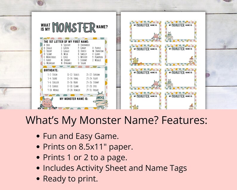 What's My Monster Name? Printable Halloween Activity That's Fun and ...