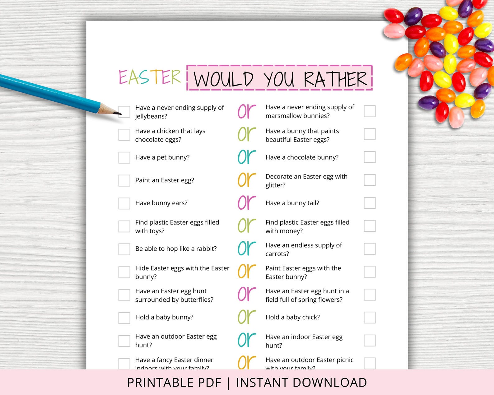 Easter Would You Rather Game Printable | Fun Easter Party Game for Kids ...