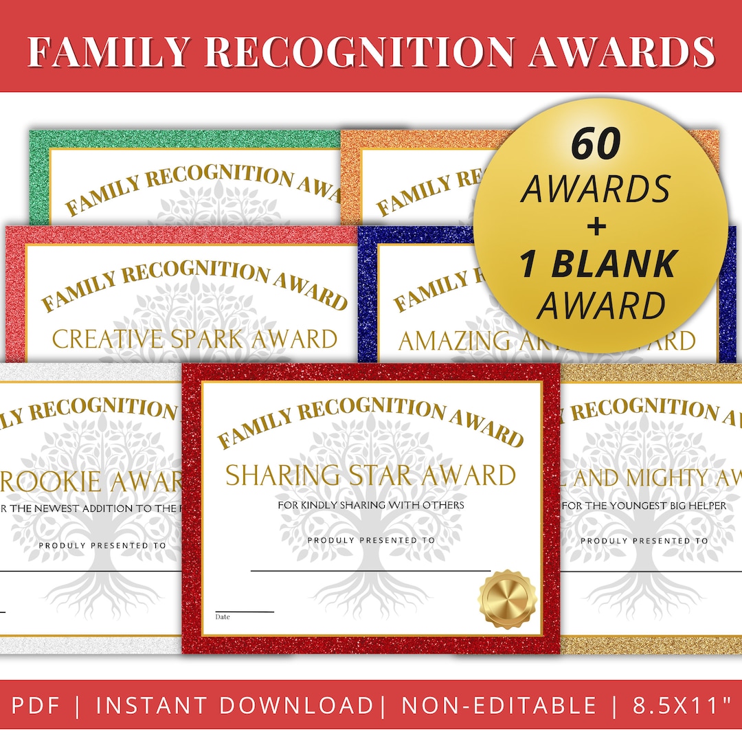 Family Award Certificates, Printable Recognition Awards for Family ...