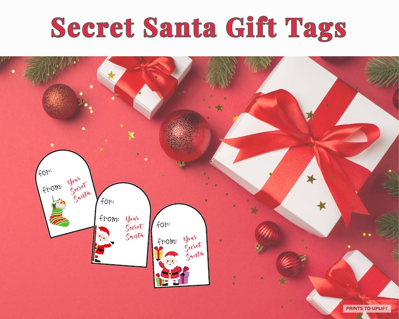 Secret Santa Christmas Gift Tags Instant Download Digital Standard ...