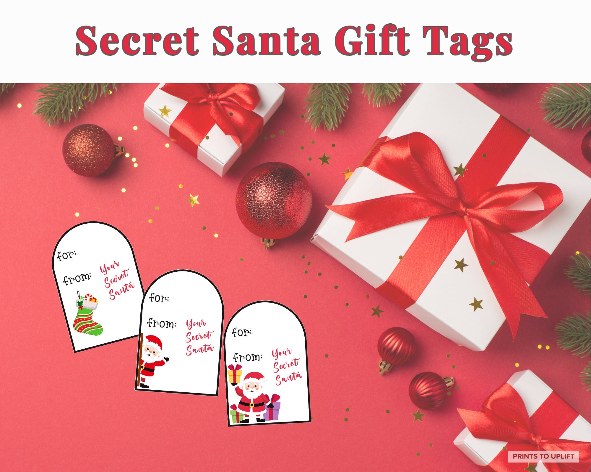 Secret Santa Christmas Gift Tags Instant Download Digital Standard ...