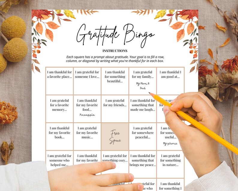 Gratitude Bingo | Thanksgiving Gratitude Game | I Am Thankful for ...