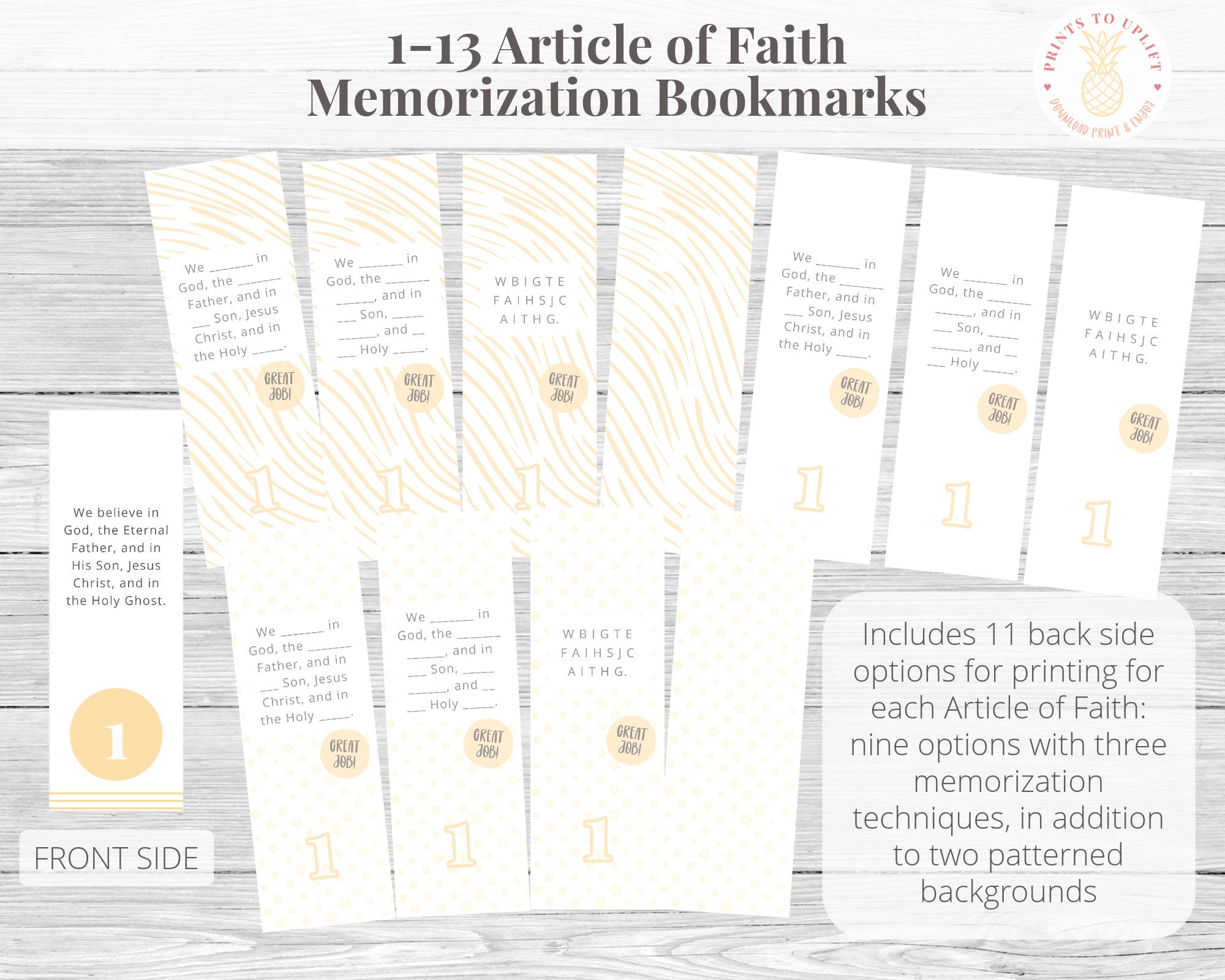 13 Articles of Faith Bookmarks Memorization Home Primary - Etsy