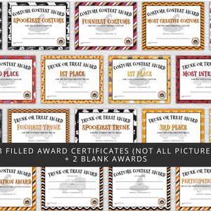 Trunk or Treat Award Certificate Bundle | Trunk Awards & Costume Awards ...