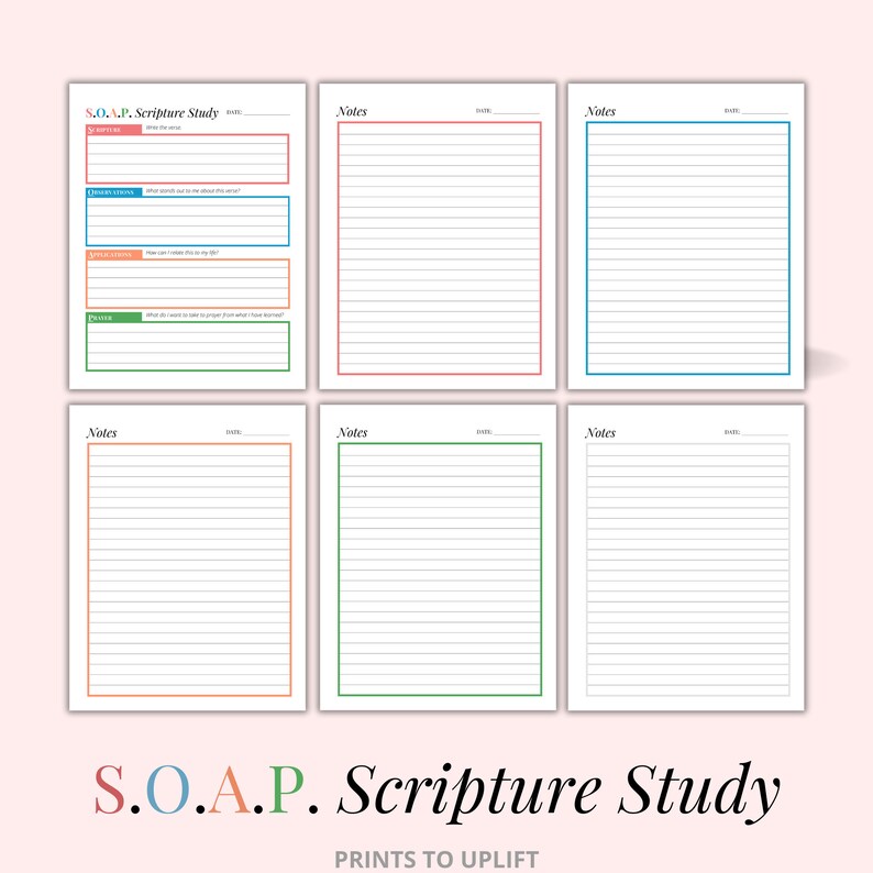 SOAP Scripture Study Notes, Instant Download, Scripture, Observation ...