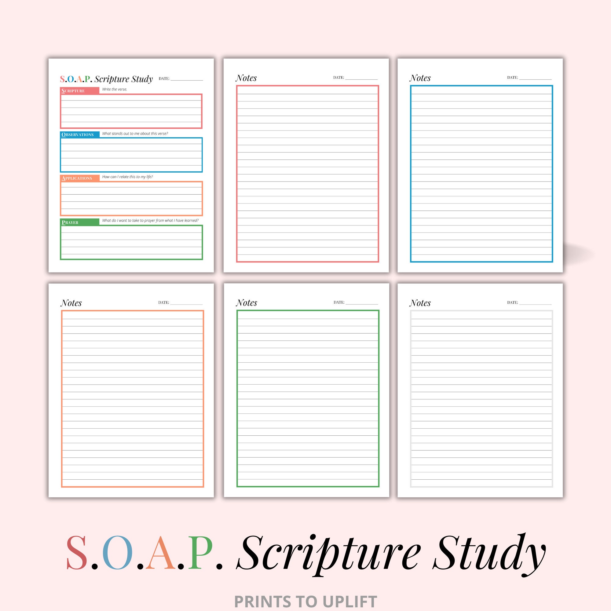 SOAP Scripture Study Notes, Instant Download, Scripture, Observation ...