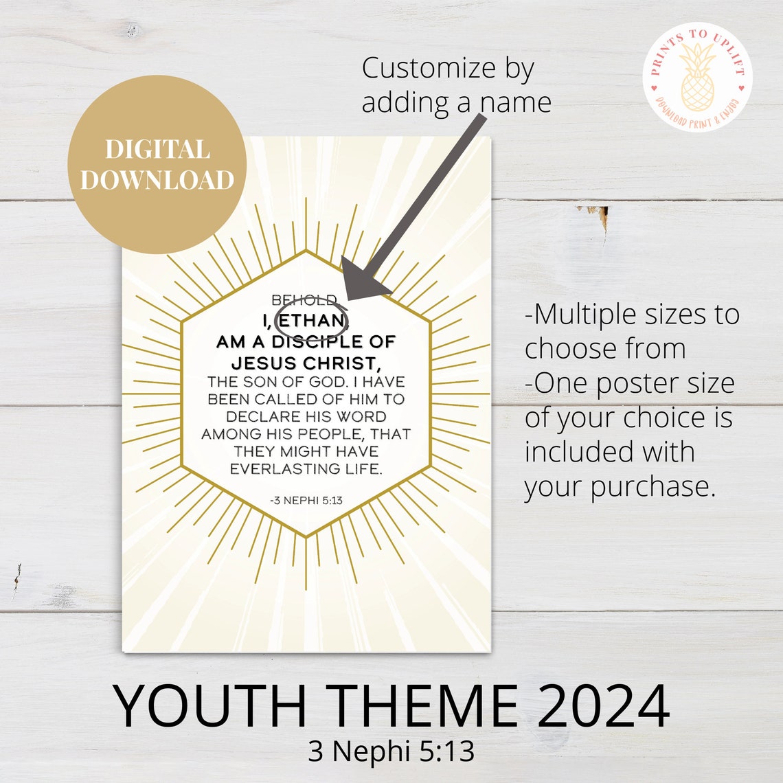 Personalized Gold 2024 Youth Theme Poster, I Am a Disciple of Jesus ...