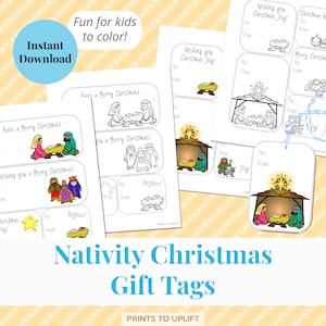 Nativity Christmas Gift Tags, Printable, for Kids, Christian, 8.5x11 ...
