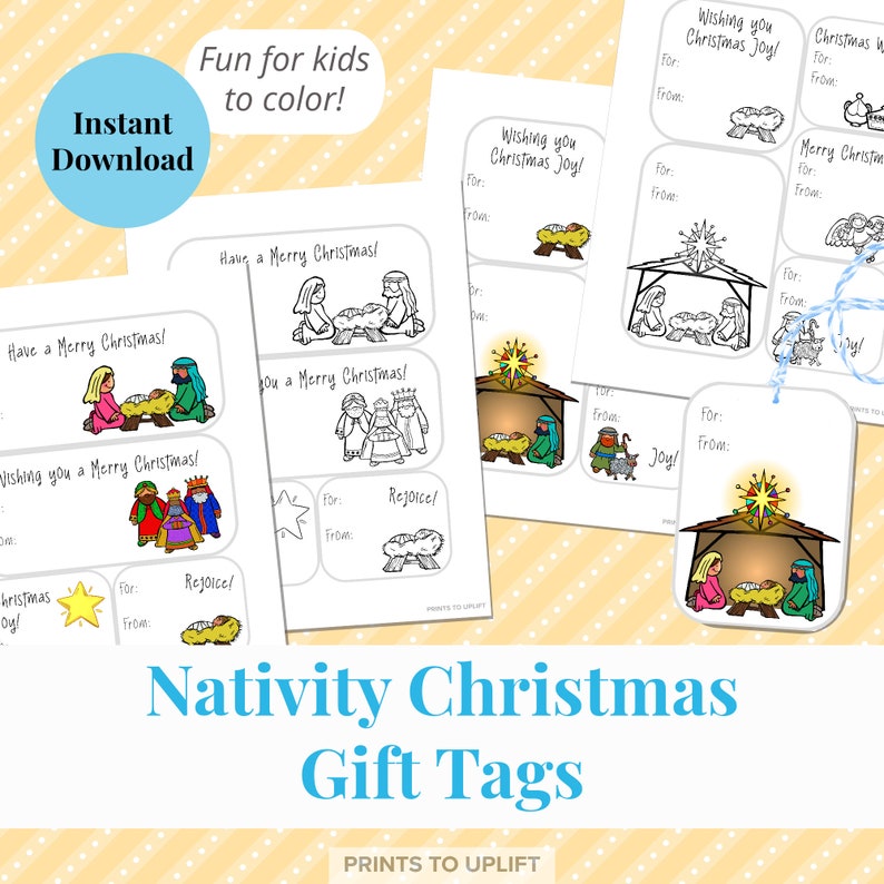 Nativity Christmas Gift Tags, Printable, for Kids, Christian, 8.5x11 ...