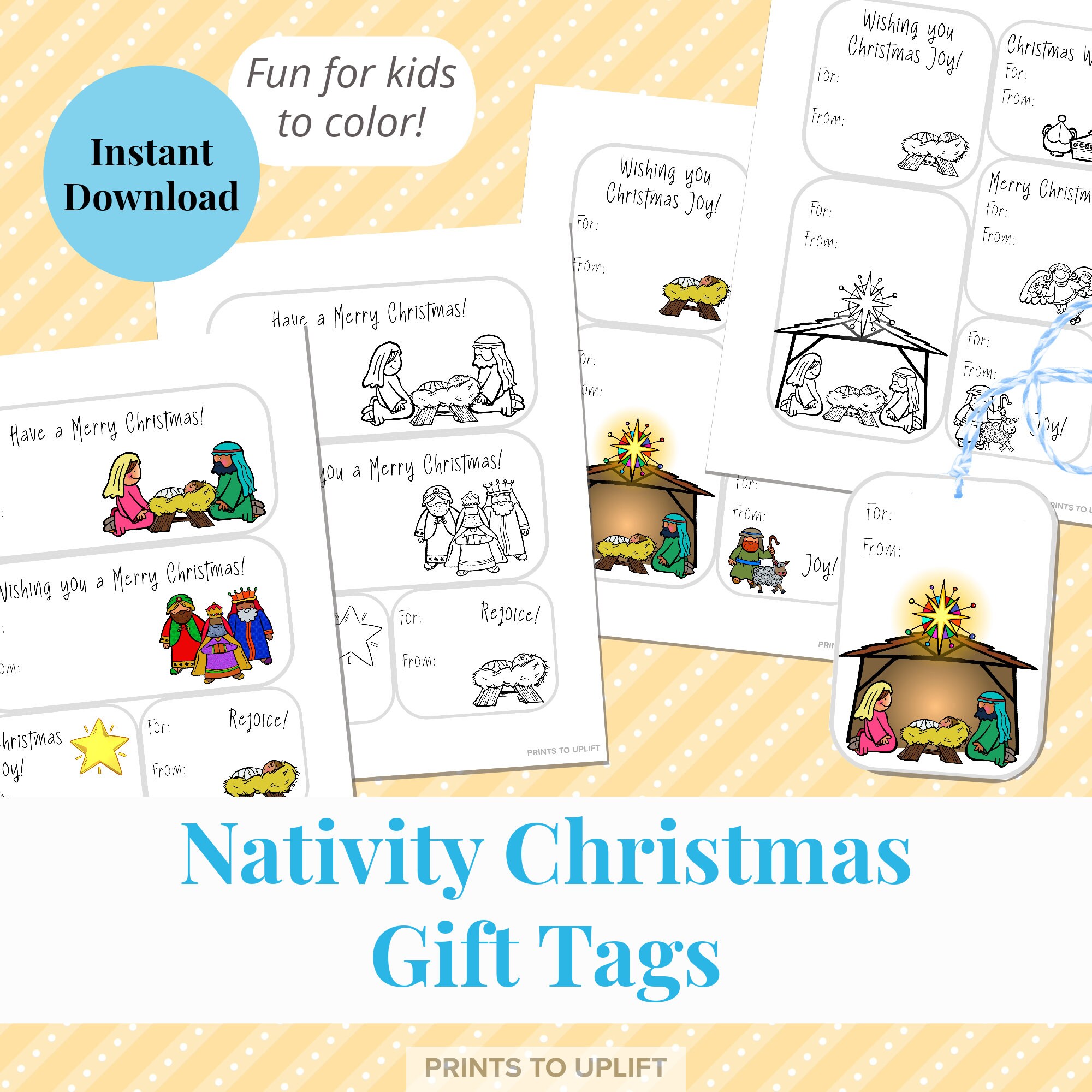 Nativity Christmas Gift Tags, Printable, for Kids, Christian, 8.5x11 ...