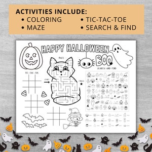 Halloween Coloring Activity Placemat | Halloween Printable for Kids ...