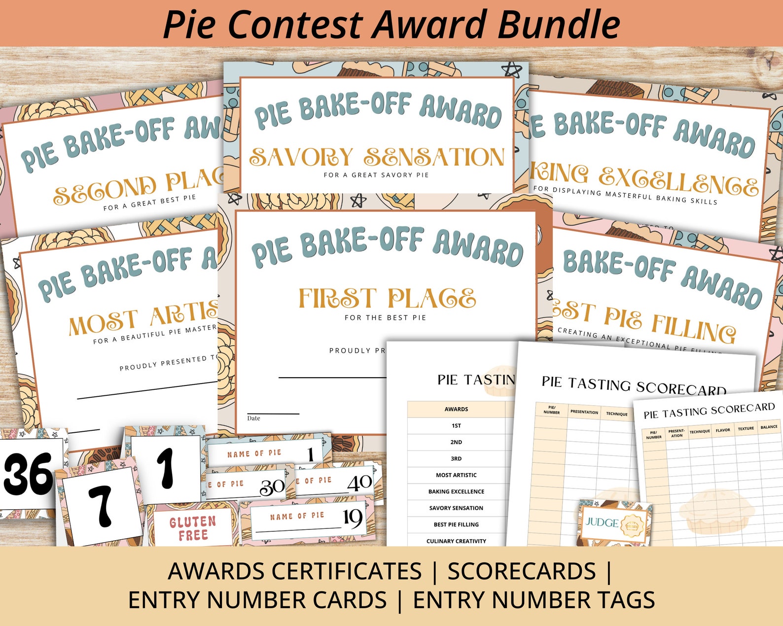 Pie Contest Bundle | Pie Baking Award Certificates | Pie Bake-off | Pie ...