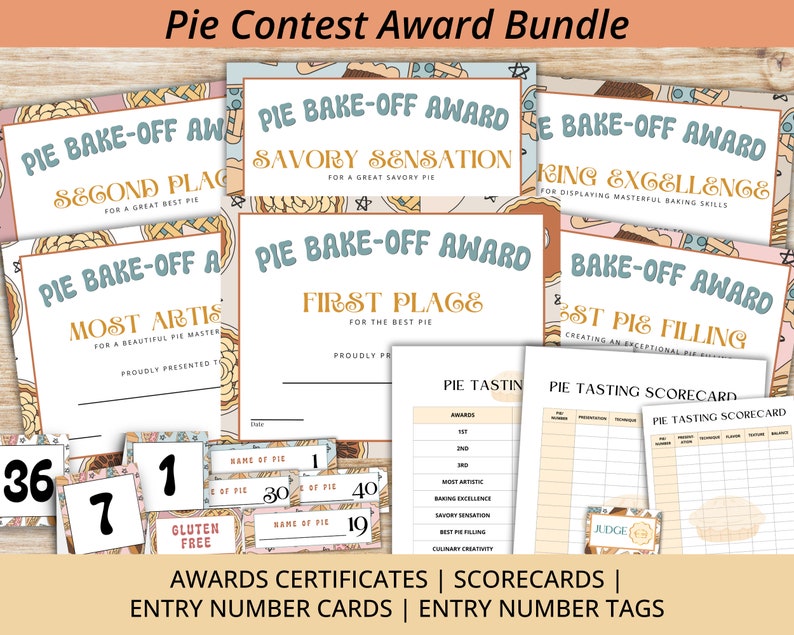 Pie Contest Bundle | Pie Baking Award Certificates | Pie Bake-off | Pie ...