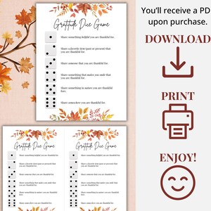 Thanksgiving Gratitude Dice Game | Printable Thanksgiving Game | Easy ...