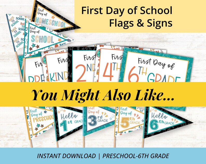 7th Grade Back to School Flags and Signs | 2024 School Year | First Day ...