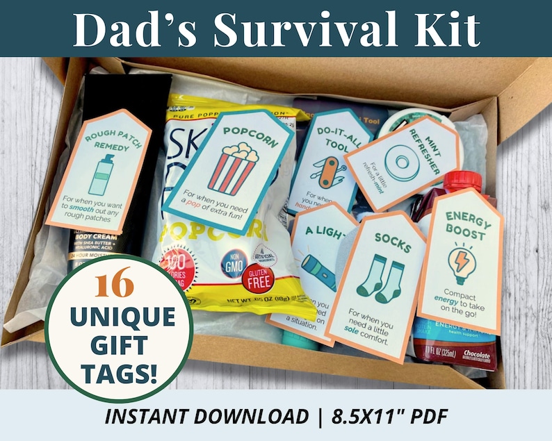 Printable Dad's Survival Kit Tags | Instant Download | 16 Unique Gift ...