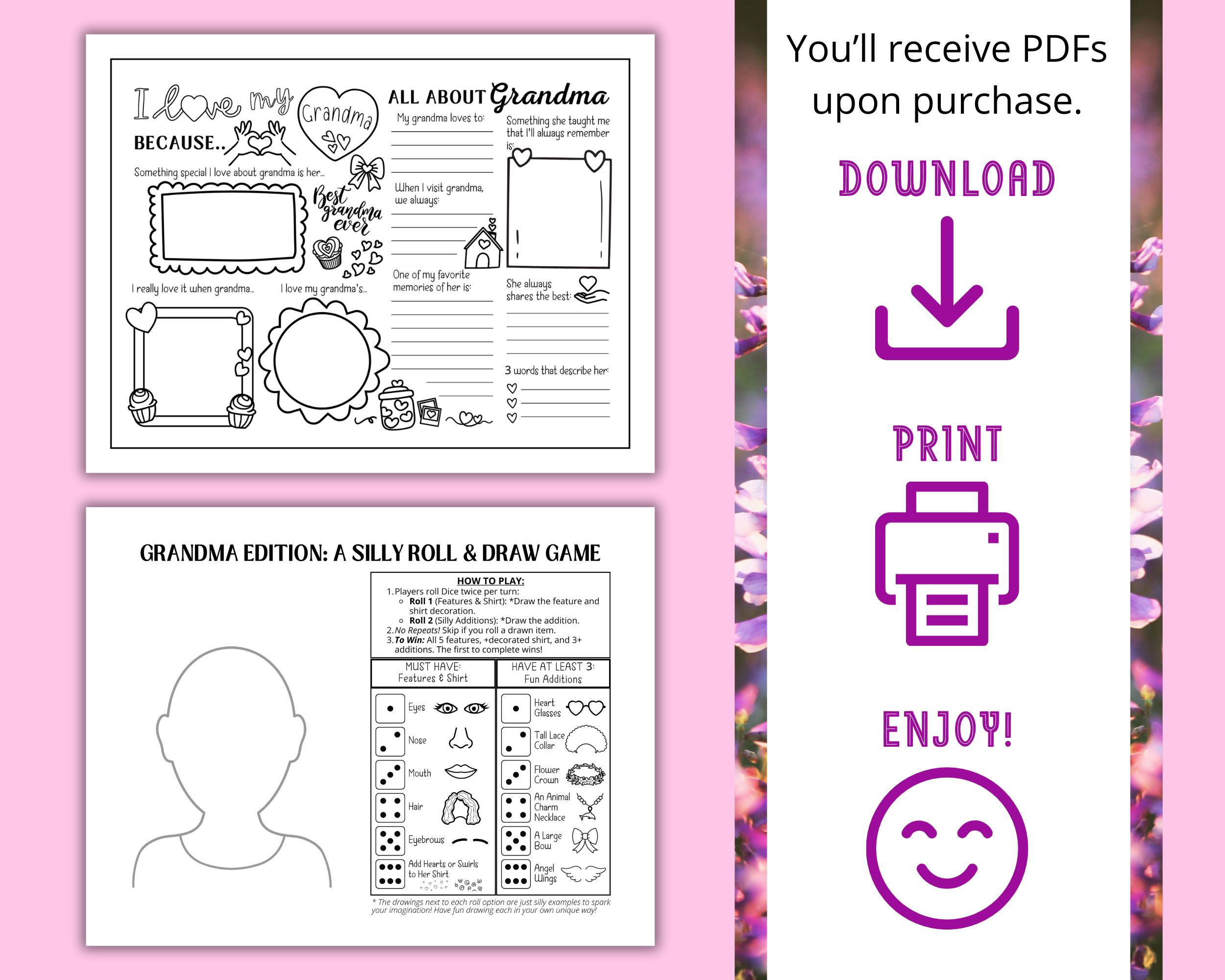 All About My Grandma & Roll a Grandma, A Silly Roll and Draw Game ...