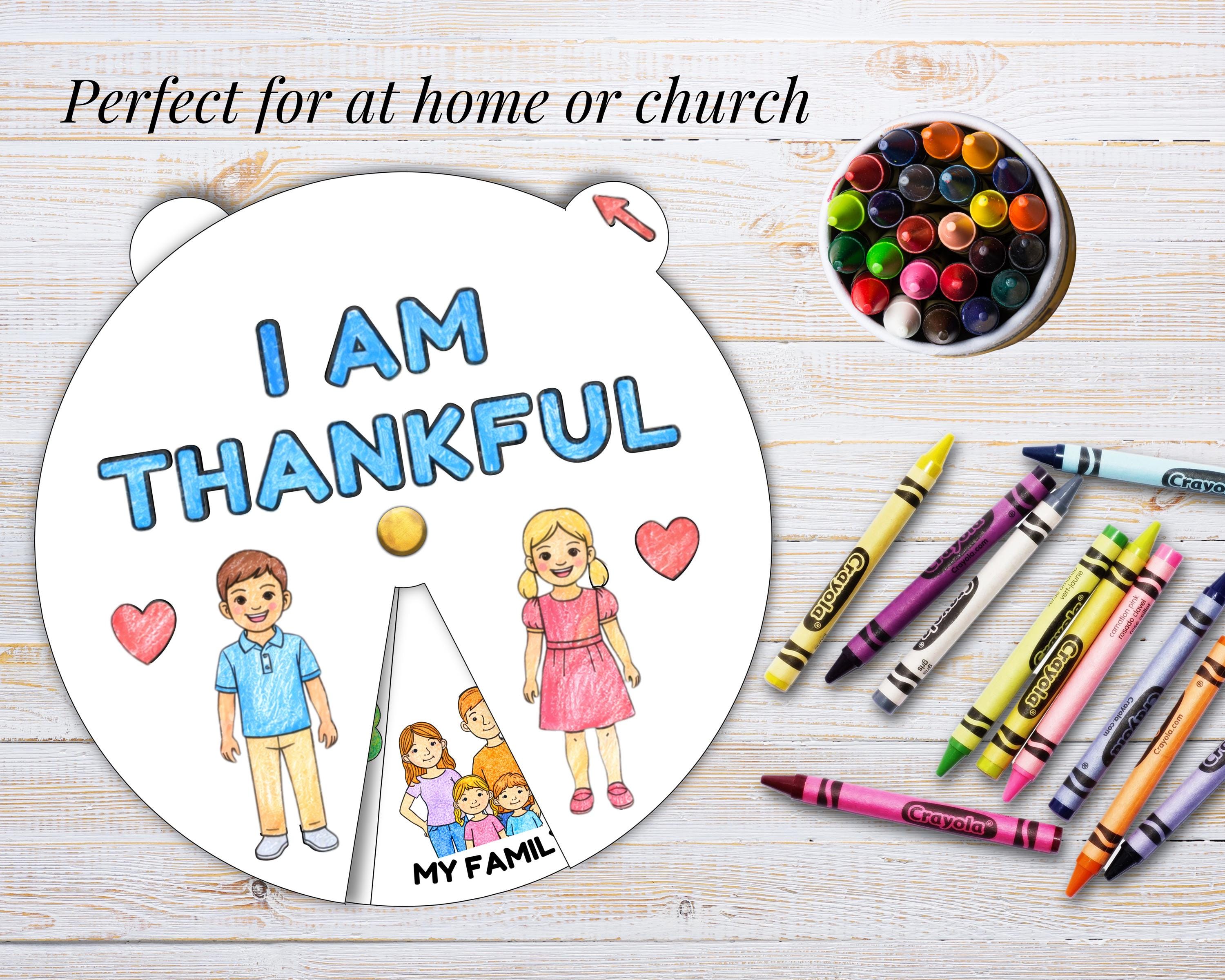 Gratitude Coloring Spinner Wheel Activity for Kids, Thankful Craft ...