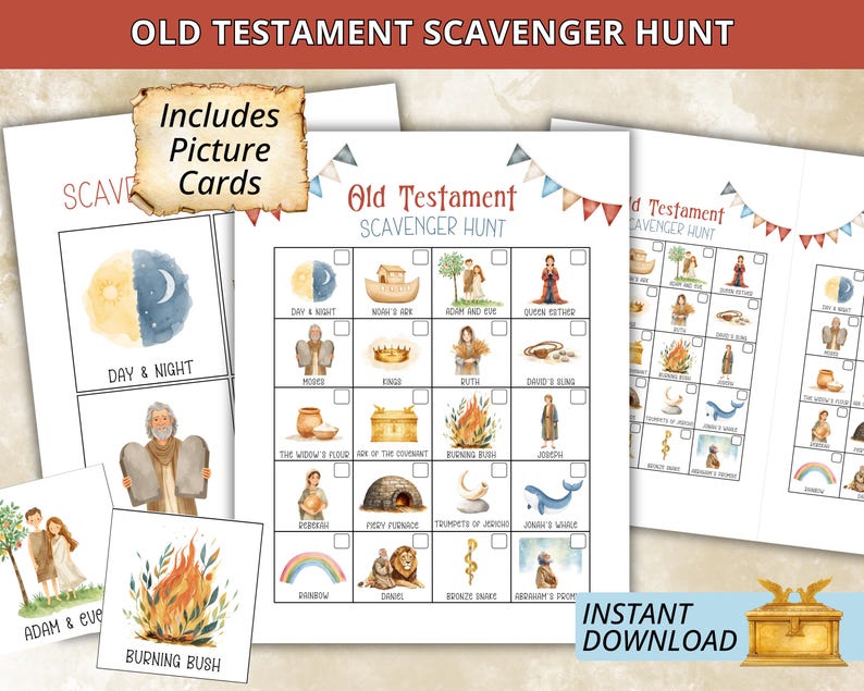 Bible Scavenger Hunt | Old Testament Bible Characters | Printable ...