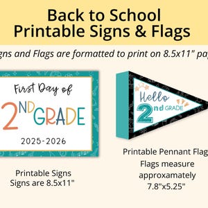 2nd Grade Back to School Flags and Signs | 2025 School Year | First Day ...