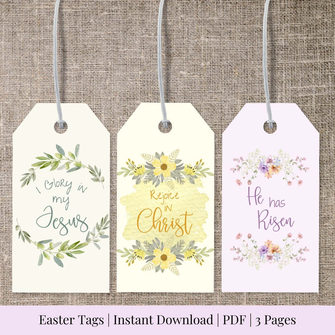 Christ Centered Easter Tags, Printable Tag, He Has Risen, Rejoice in ...