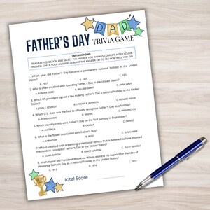 Father's Day Trivia Game | Dad's Day Printable | Quiz for Adults and ...