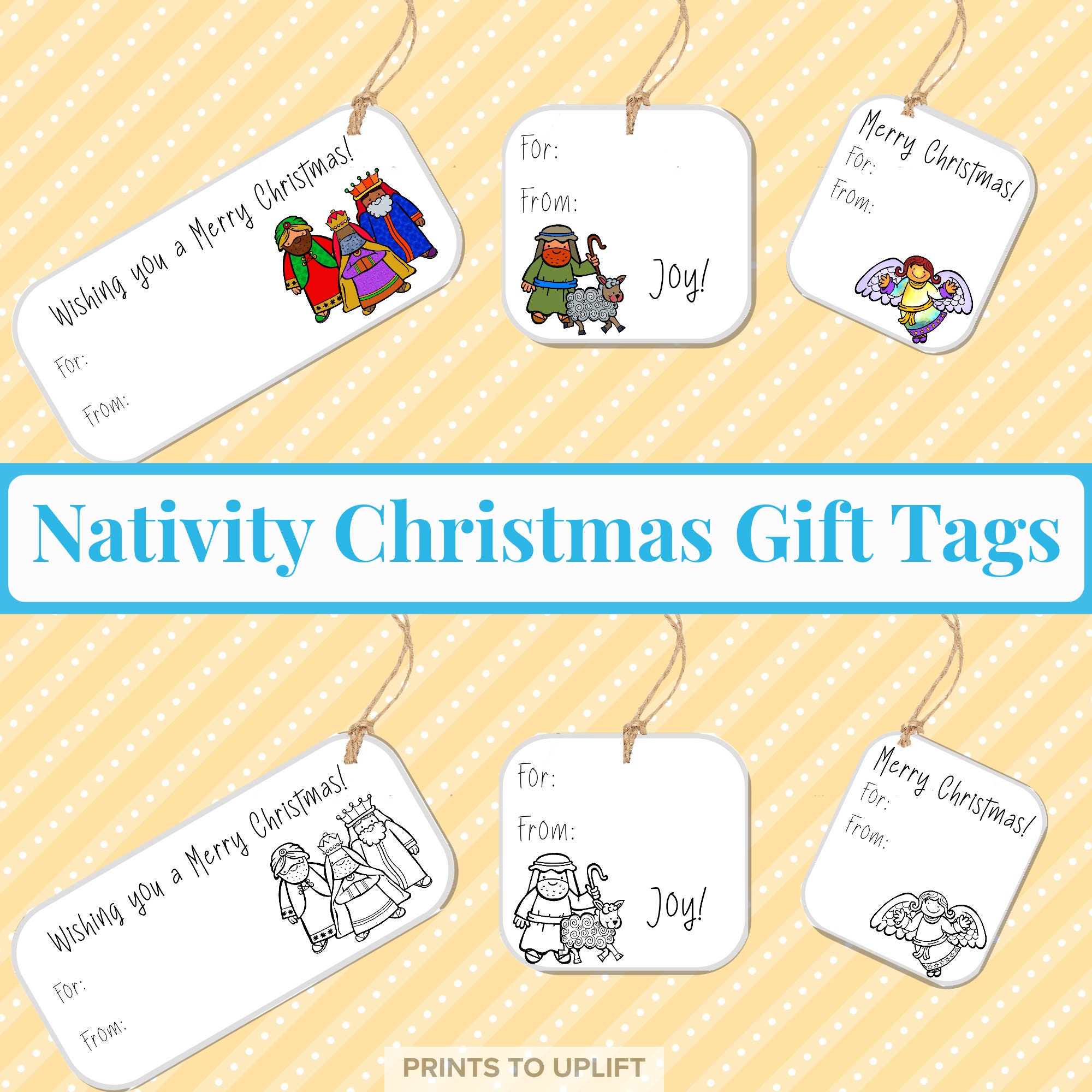 Nativity Christmas Gift Tags, Printable, for Kids, Christian, 8.5x11 ...