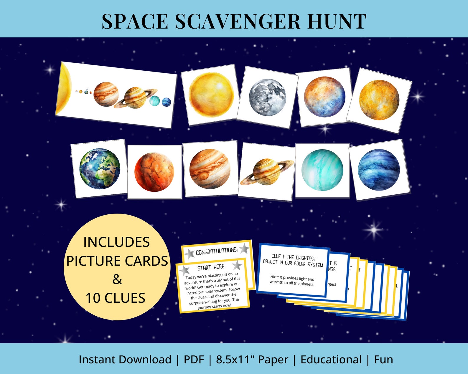 Space Scavenger Hunt | Printable | Solar System Game for Kids | Great ...