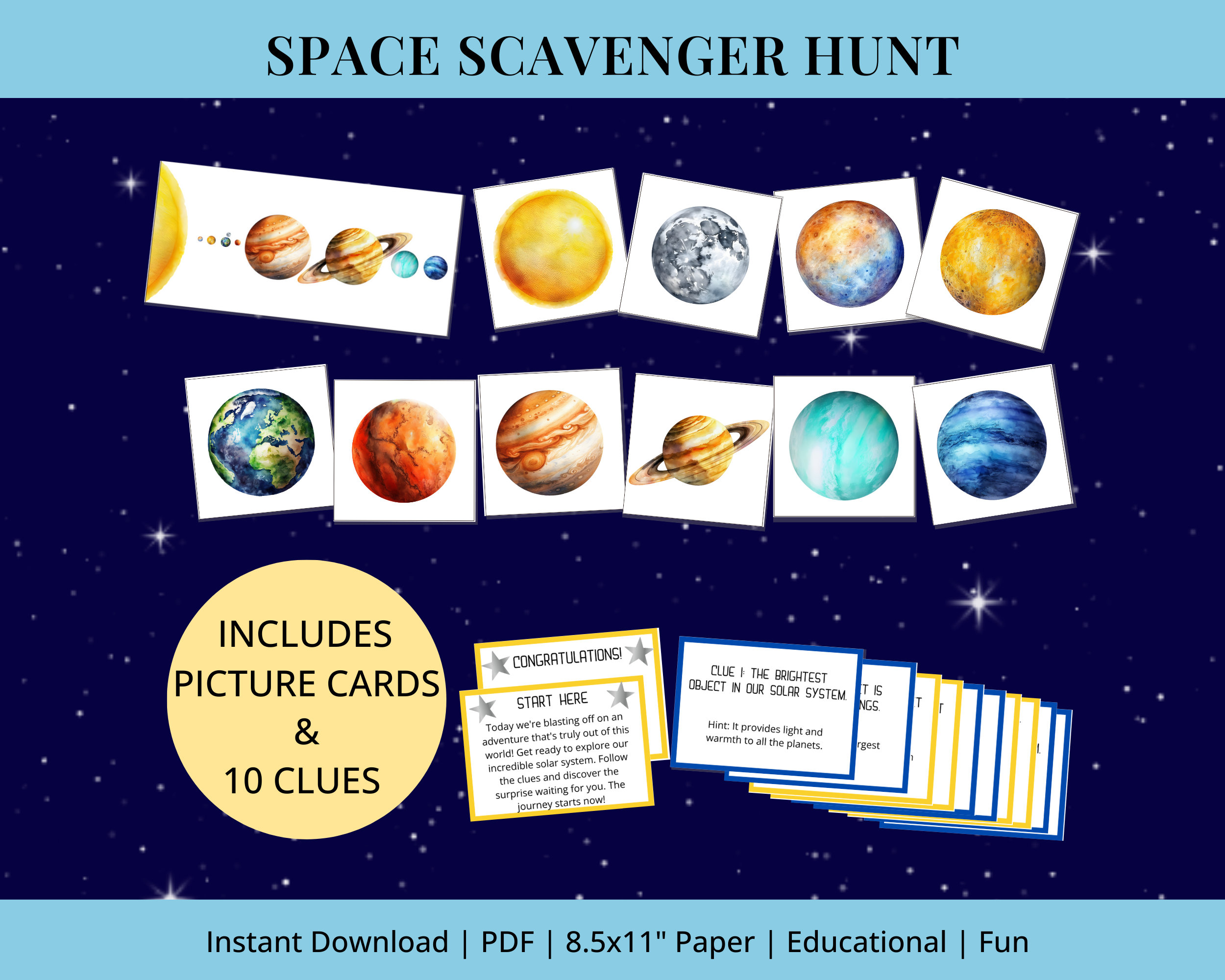 Space Scavenger Hunt | Printable | Solar System Game for Kids | Great ...