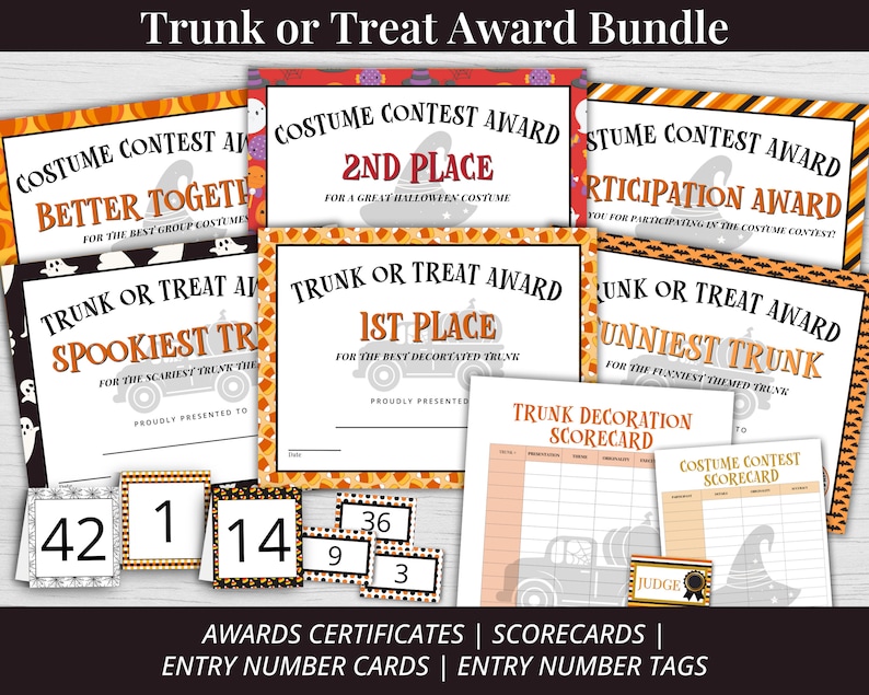 Trunk or Treat Award Certificate Bundle | Trunk Awards & Costume Awards ...