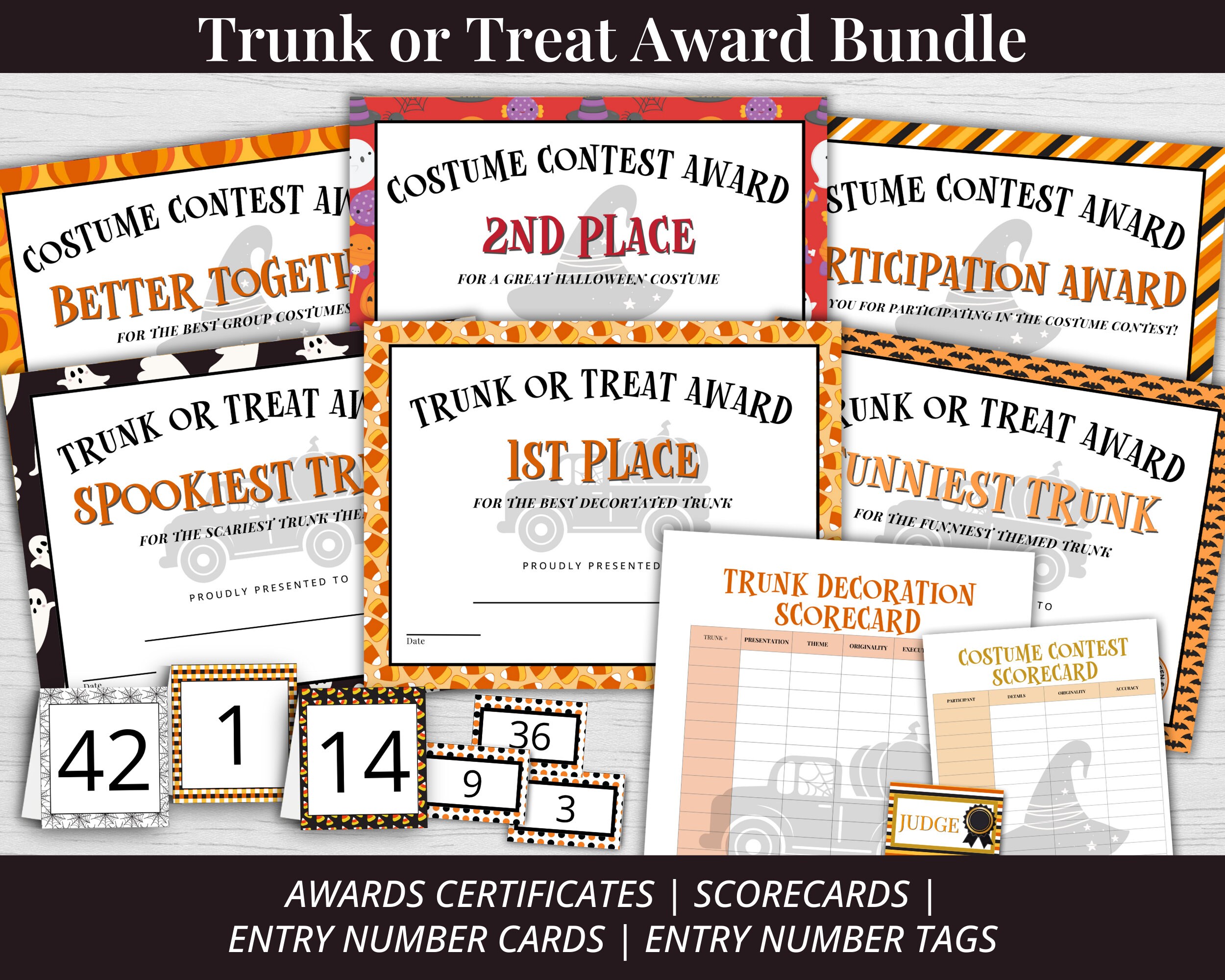 Trunk or Treat Award Certificate Bundle | Trunk Awards & Costume Awards ...