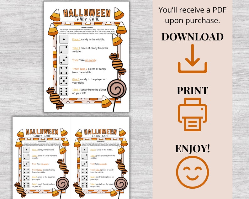 Halloween Candy Game | Printable Candy Dice Game | Halloween Party ...