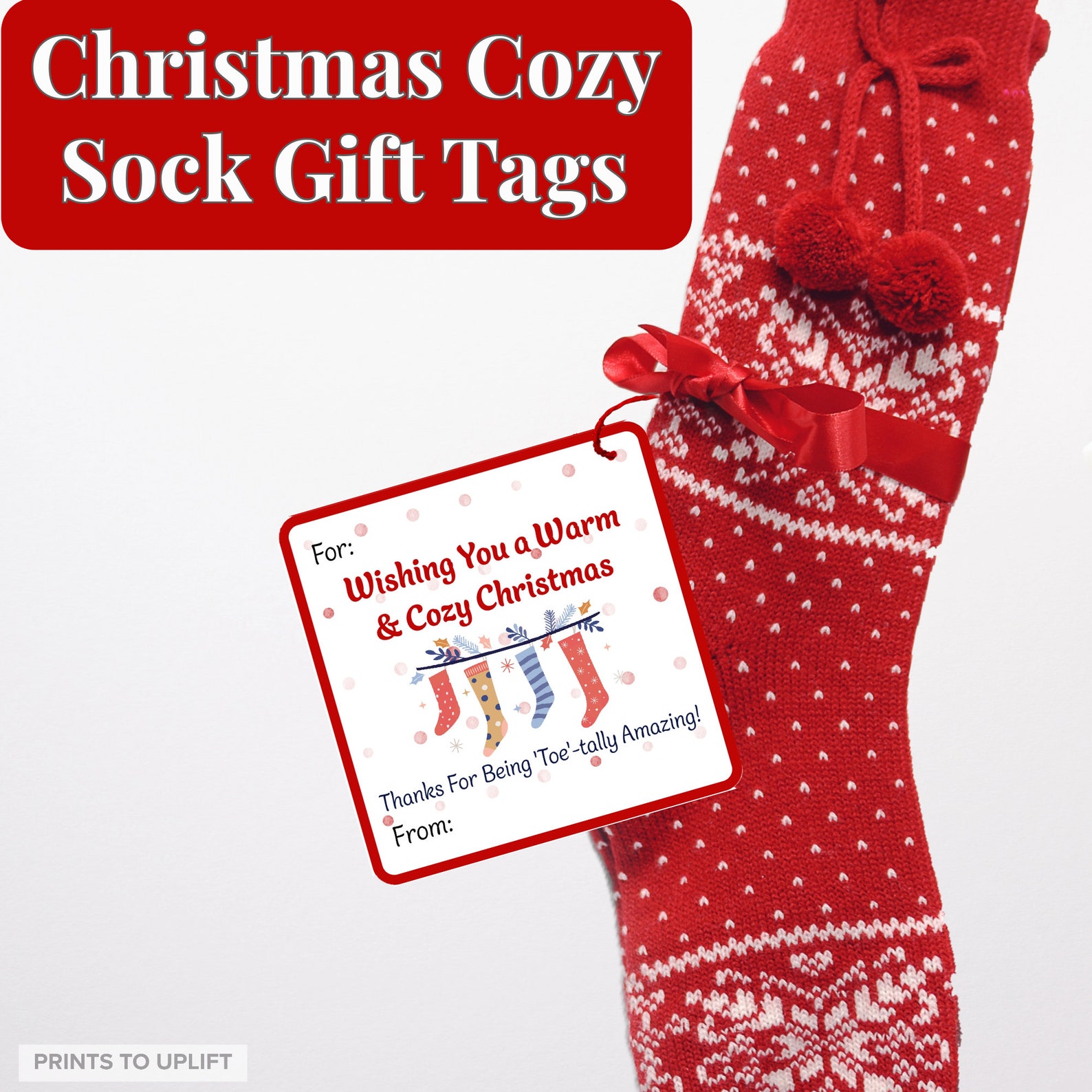 Christmas Cozy Sock Gift Tags, Printable, Great Gift for Teachers ...