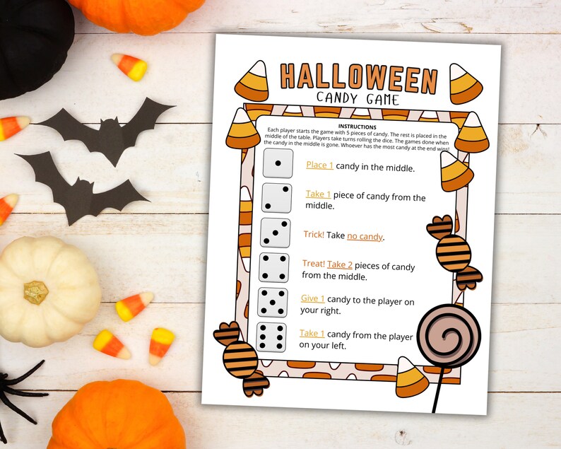 Halloween Candy Game Printable Candy Dice Game Halloween Party, Class ...