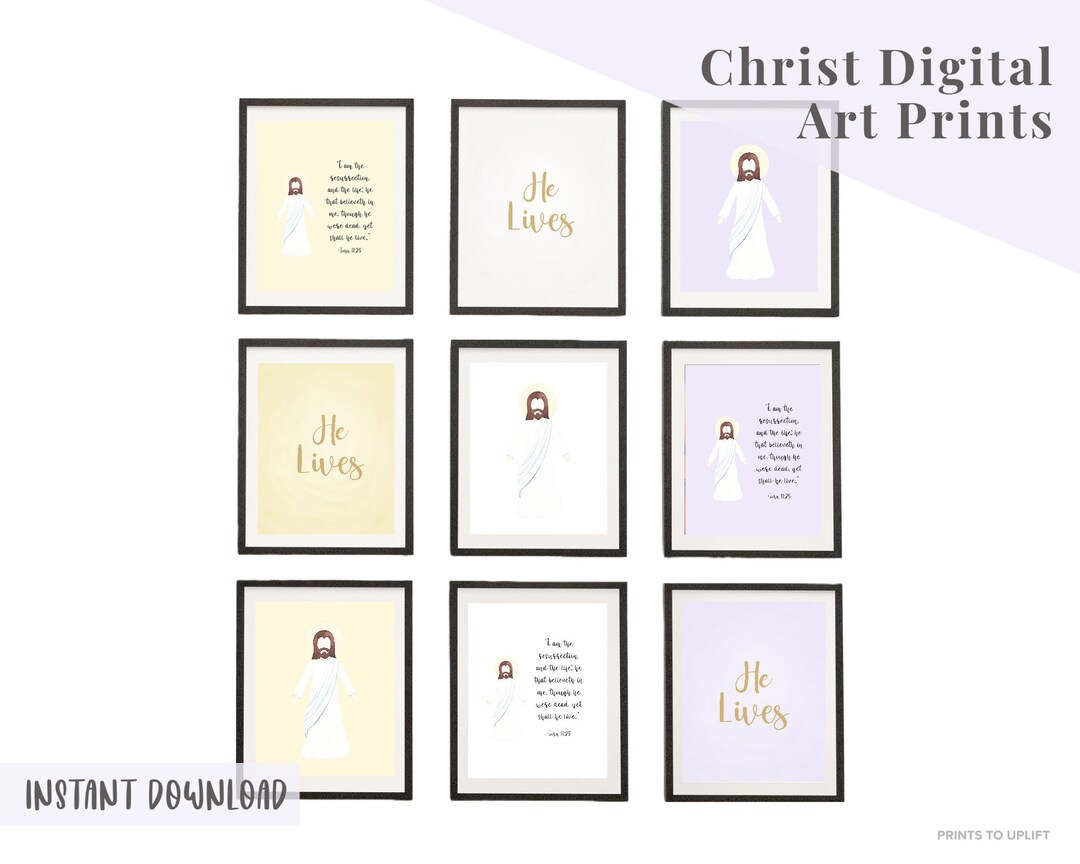 Christ Digital Art Instant Download Set Print Resurrection He Lives ...