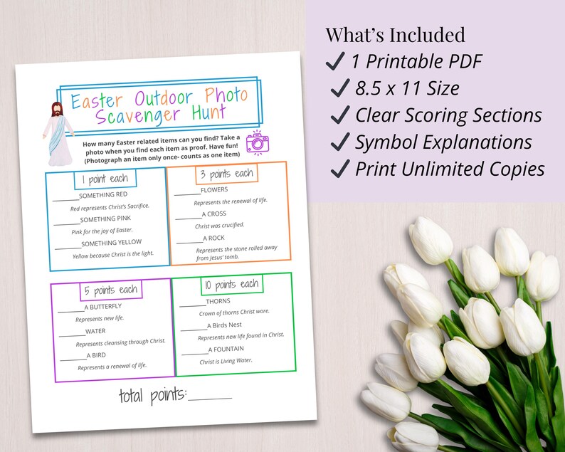 Christian Easter Photo Scavenger Hunt Printable, Religious Outdoor ...