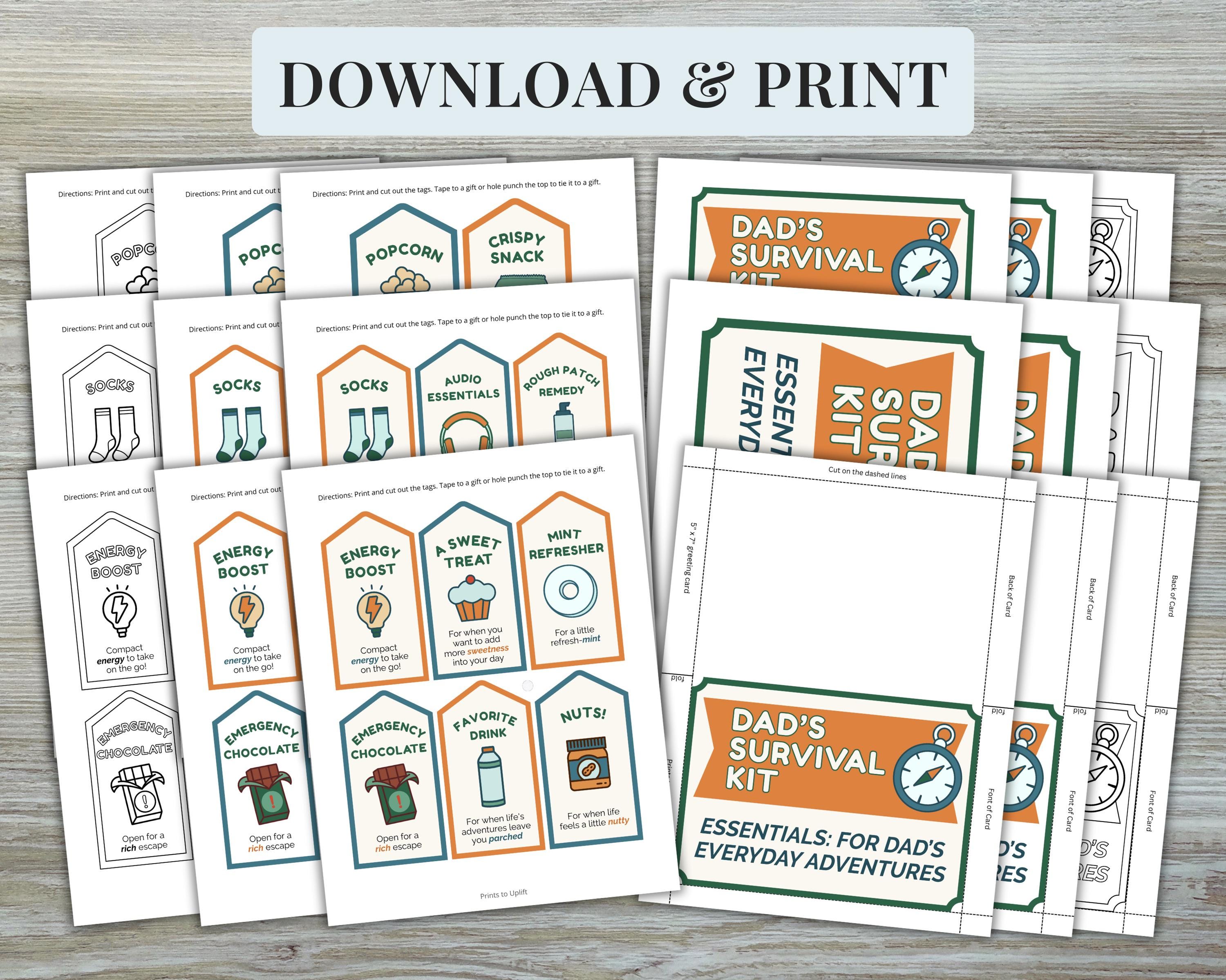 Printable Dad's Survival Kit Tags | Instant Download | 16 Unique Gift ...