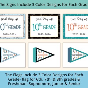 First Day of School Sign and Flag Bundle | 6th Grade Through 12th Grade ...