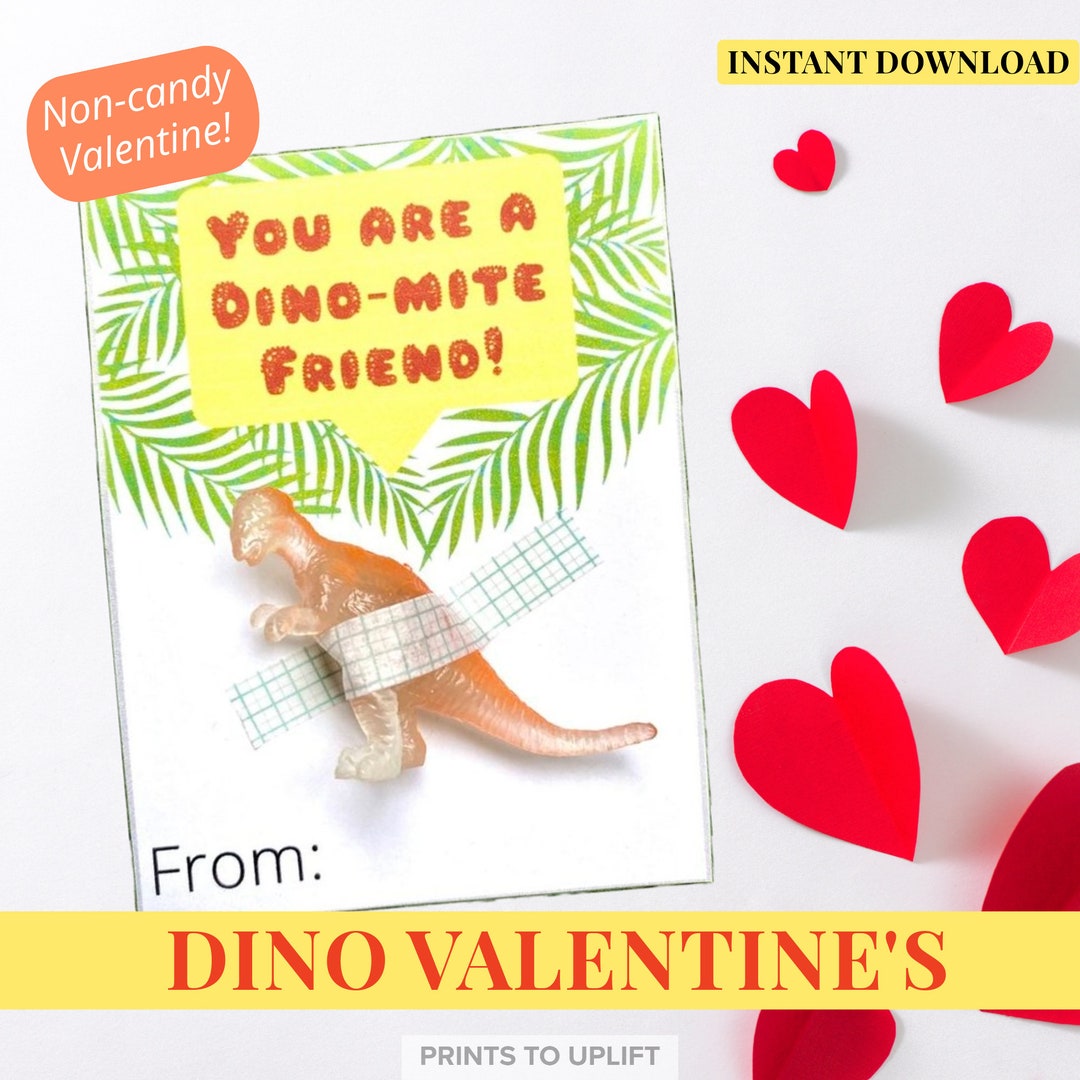 Kids Dinosaur Valentine, Great for School Exchange, Friends, Non-candy ...