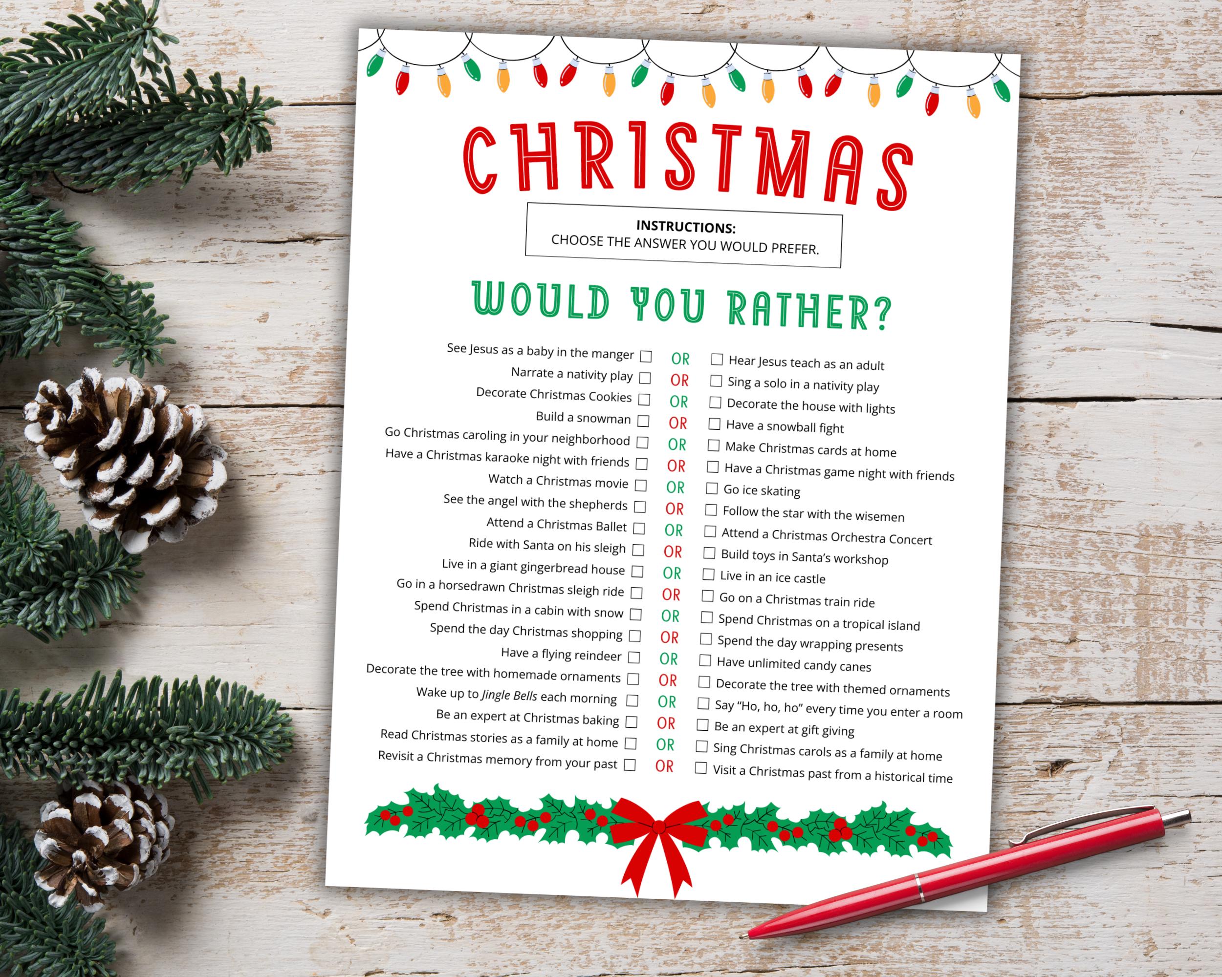 Christmas Would You Rather Game | Christmas Trivia | Christmas ...