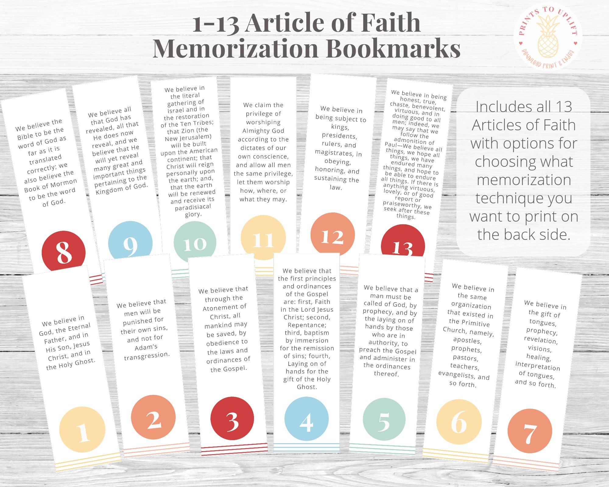 13 Articles of Faith Bookmarks Memorization Home Primary Families Kids ...