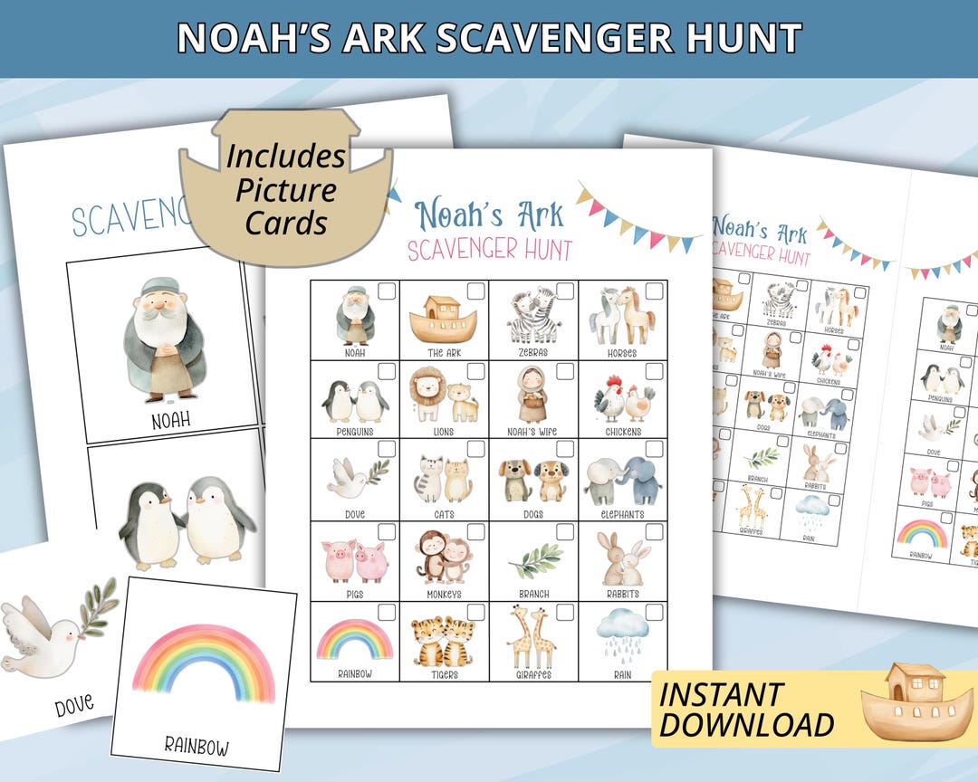 Noah's Ark Scavenger Hunt | Printable Bible Scavenger Hunt | Bible Game ...
