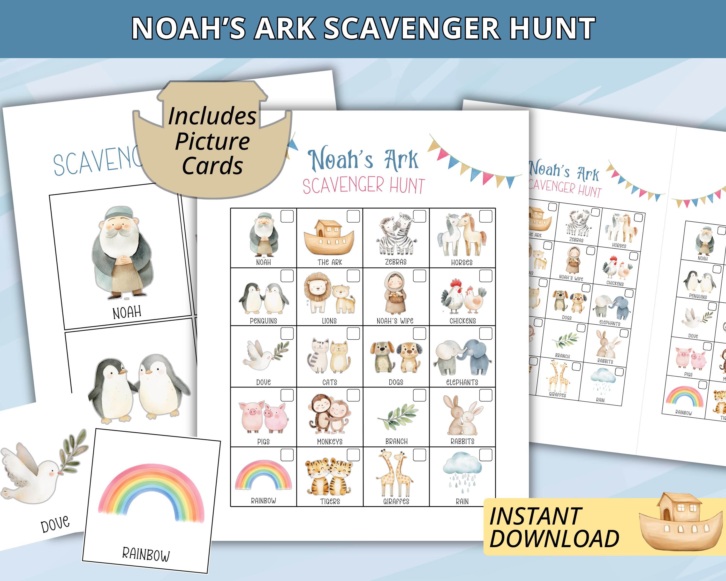 Noah's Ark Scavenger Hunt | Printable Bible Scavenger Hunt | Bible Game ...