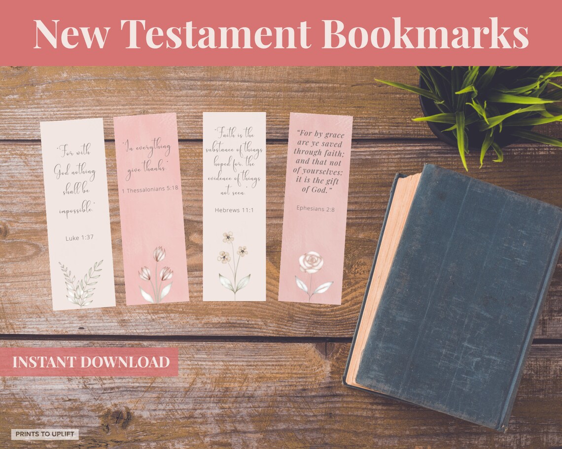 New Testament Bookmarks Instant Download Set of Twelve Front and Back ...