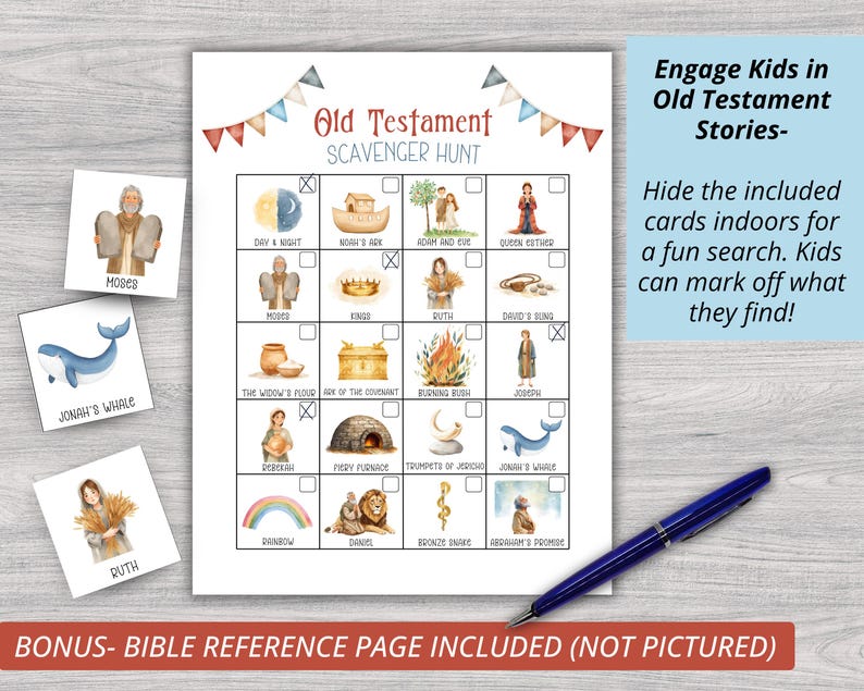 Bible Scavenger Hunt | Old Testament Bible Characters | Printable ...