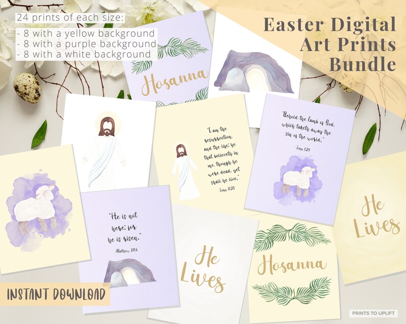 Easter Digital Art Print Bundle Religious Christian Scripture Instant ...