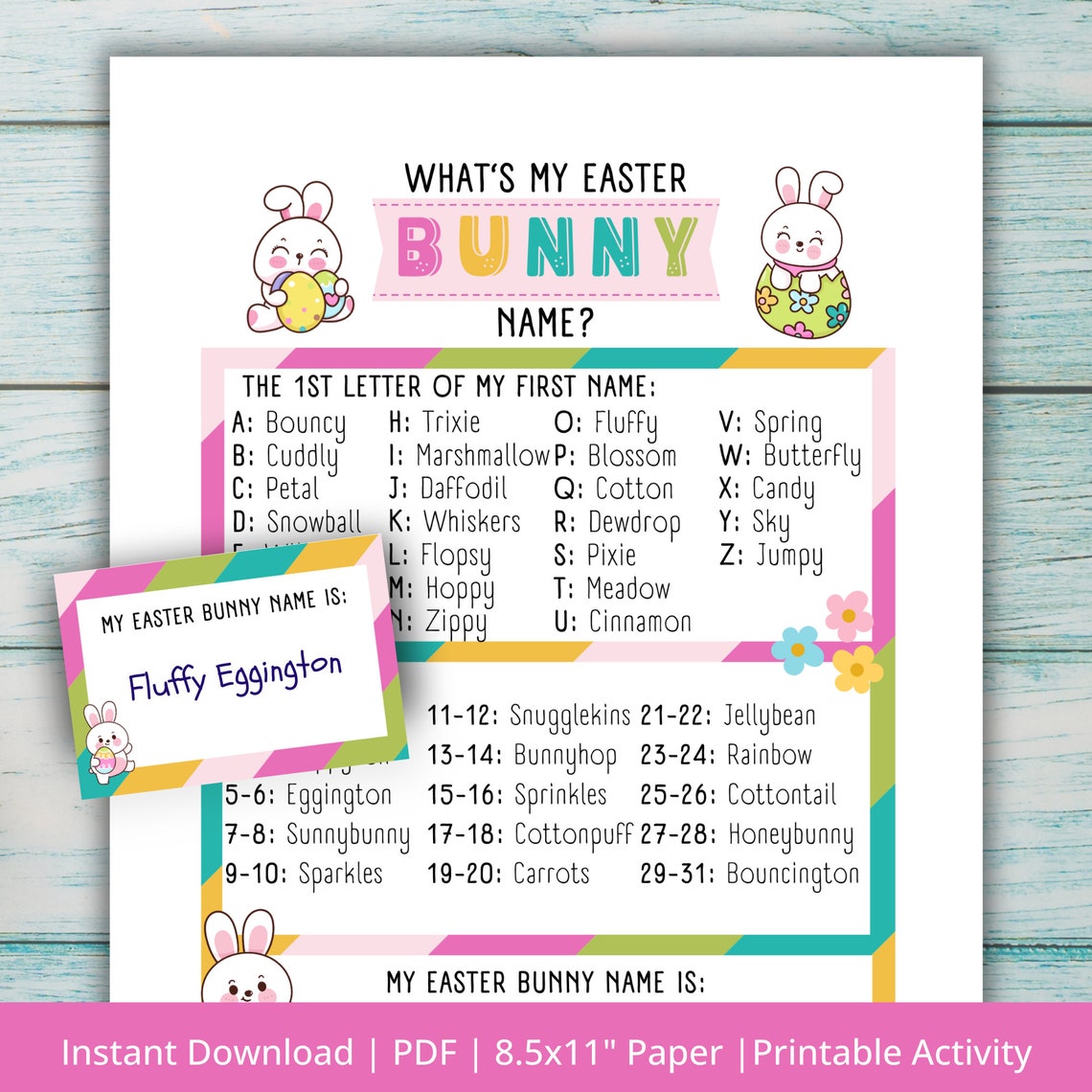 What's My Easter Bunny Name? Printable Easter Activity That's Fun and ...