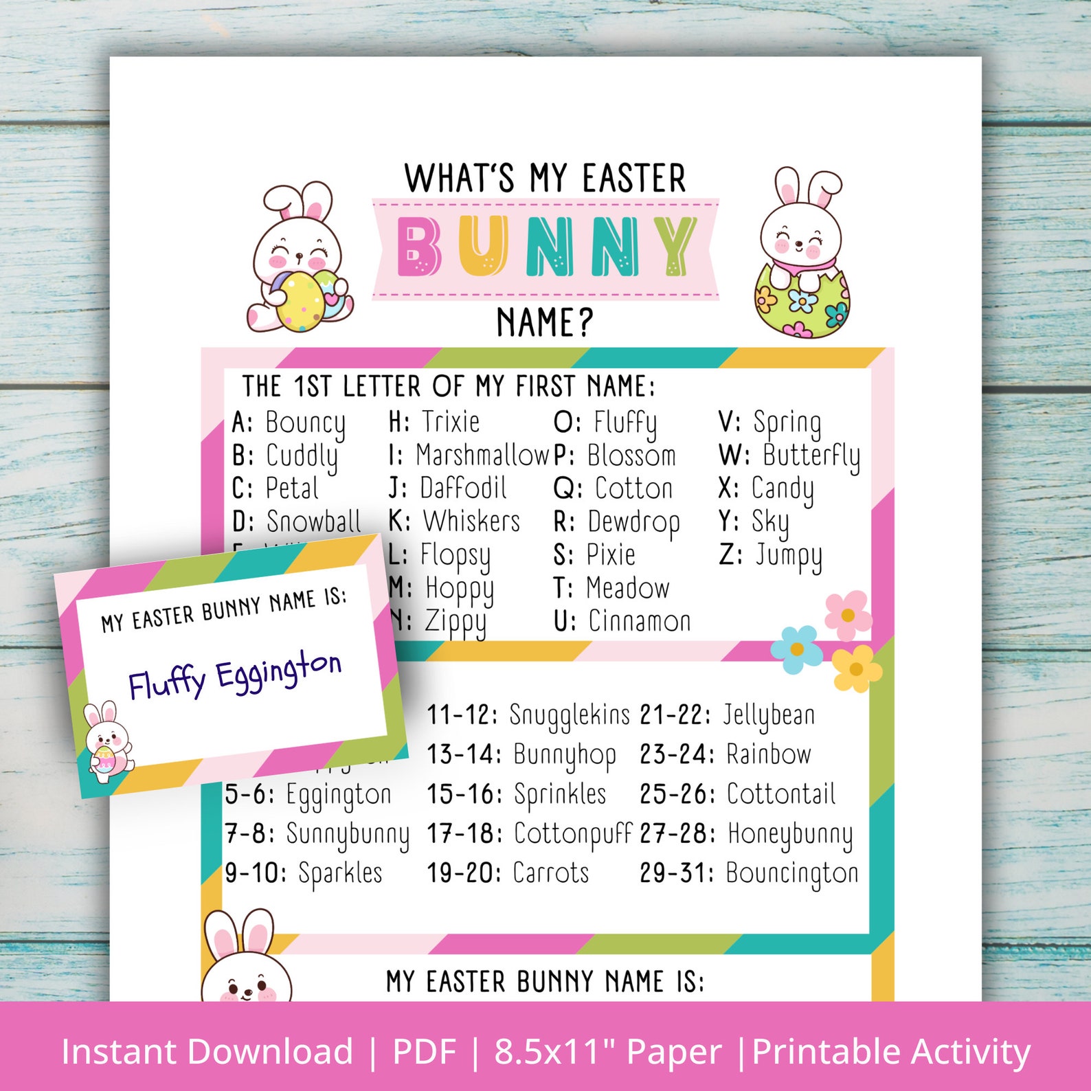 What's My Easter Bunny Name? Printable Easter Activity That's Fun and ...